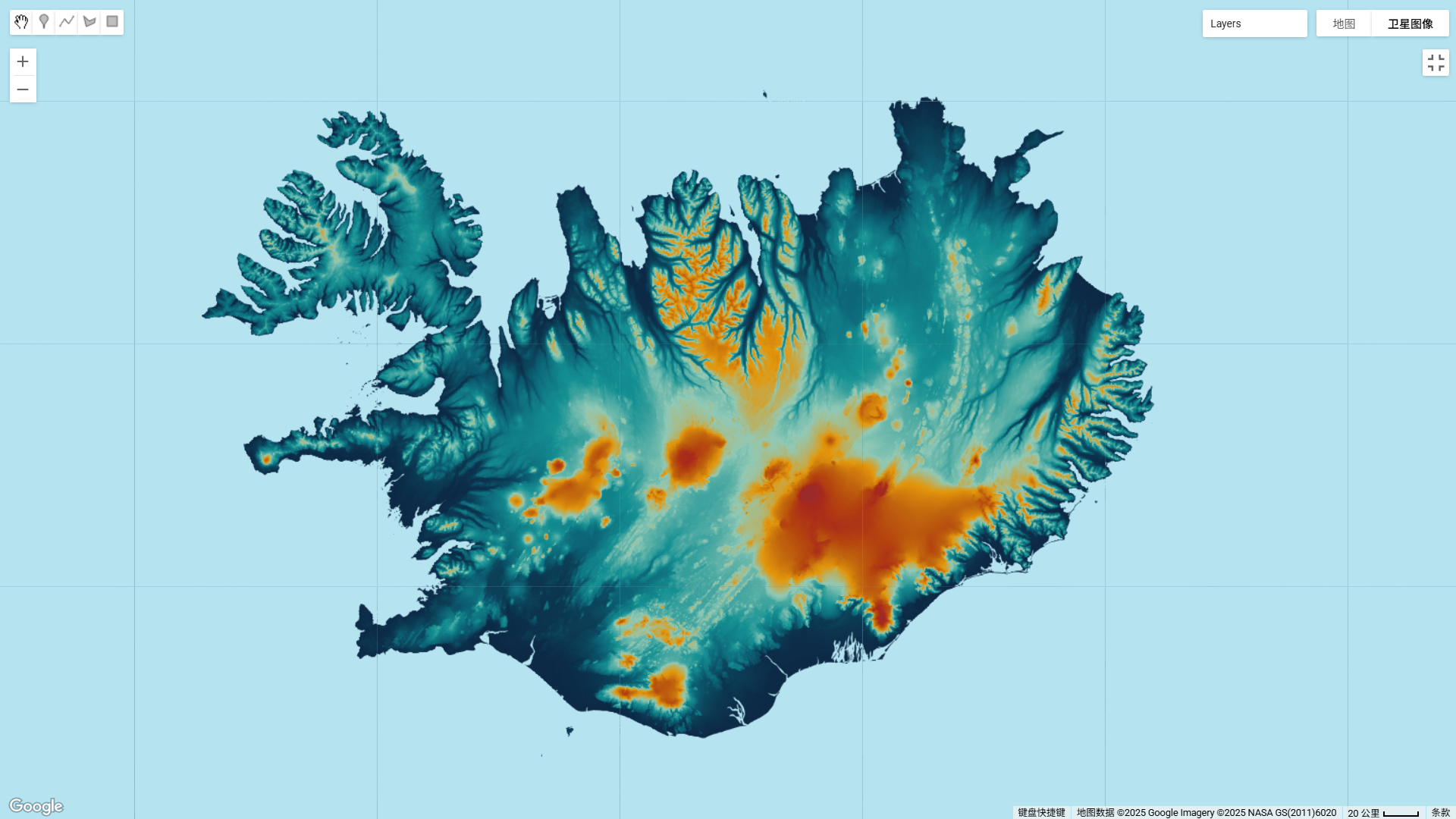 Iceland Terrain and Major Rivers | MUSA 30 Day Map Challenge